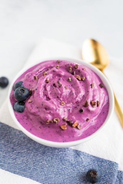 3-Ingredient Blueberry Frozen Yogurt - Eating Bird Food