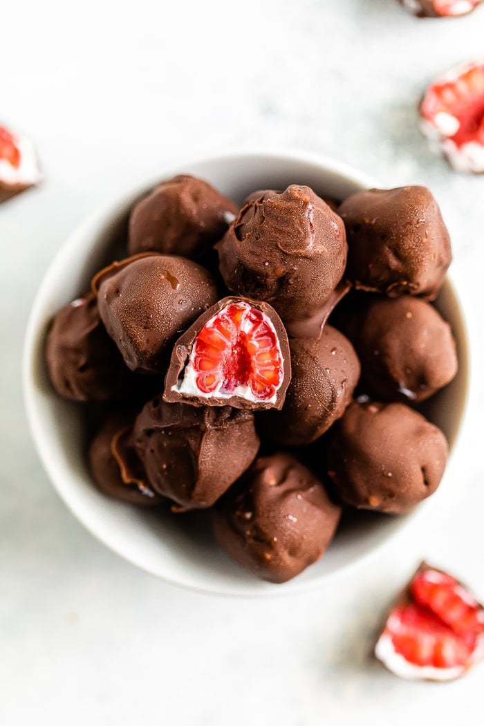 Chocolate Covered Frozen Raspberries - Eating Bird Food