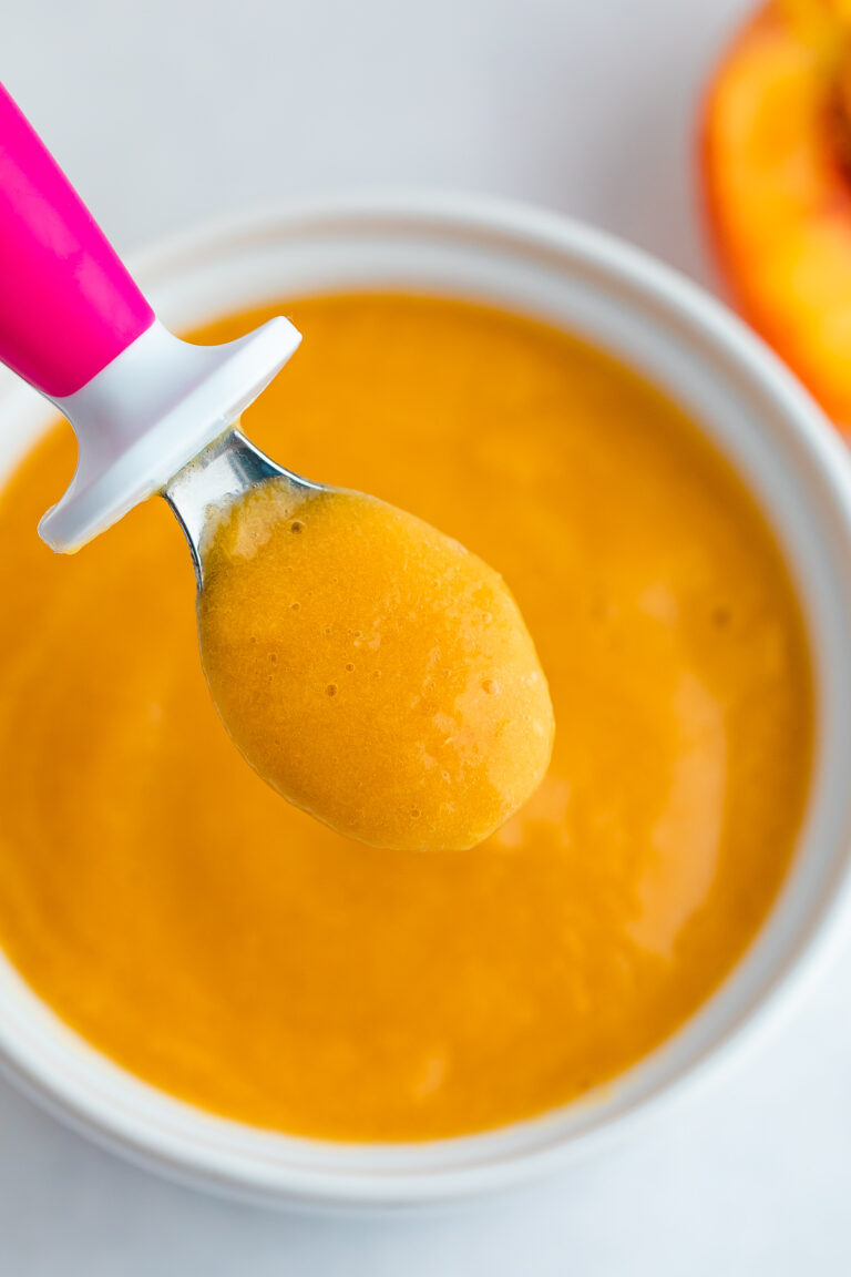Easy Peach Puree {For Babies or Recipes} - Eating Bird Food
