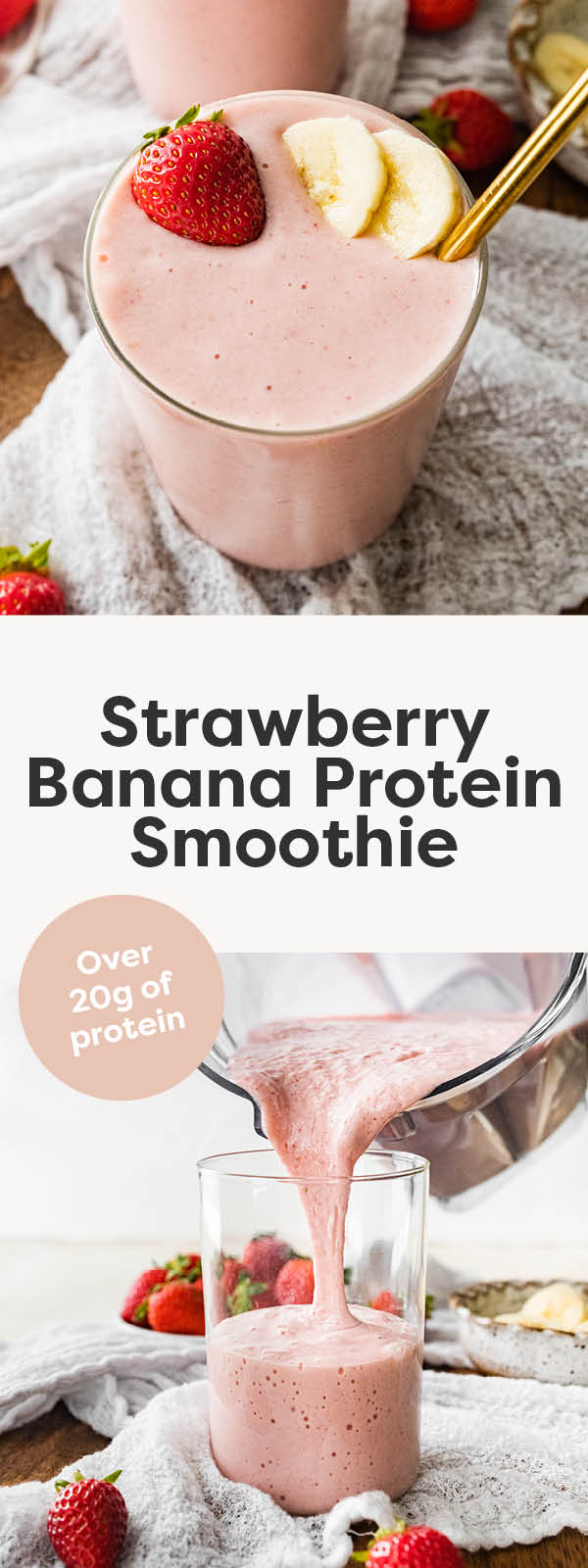 Strawberry Banana Protein Smoothie - Eating Bird Food