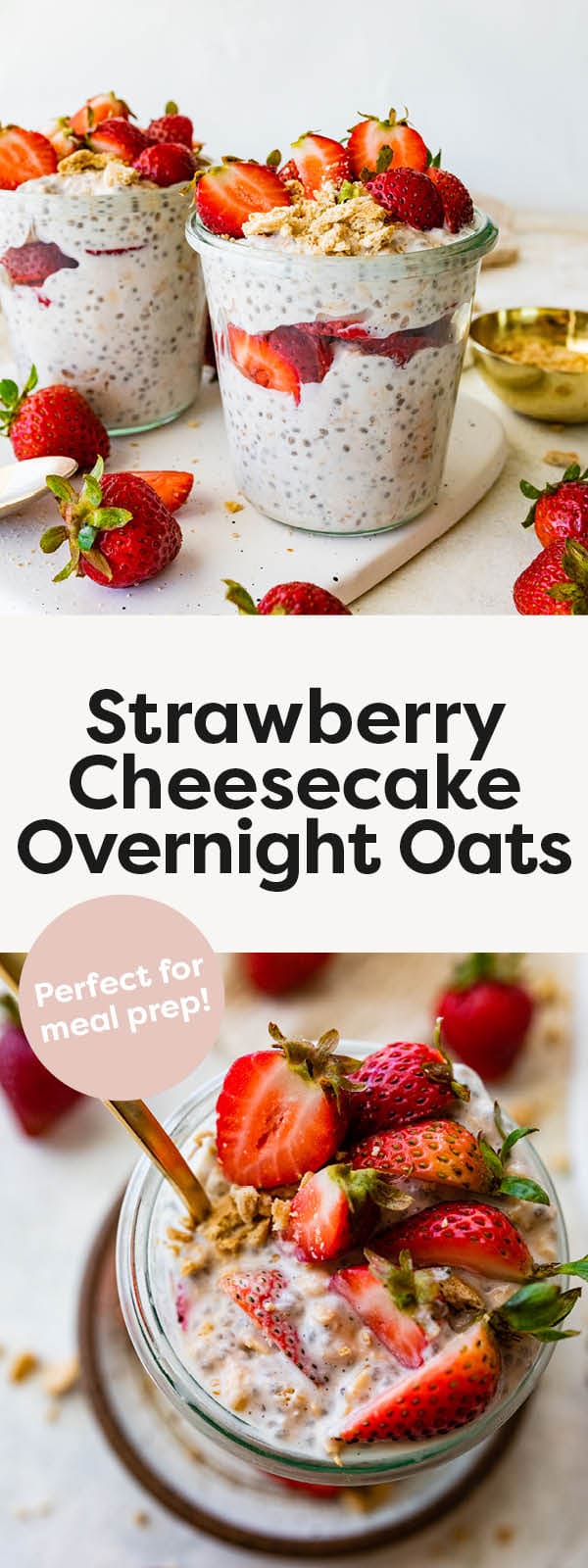 Strawberry Cheesecake Overnight Oats - Eating Bird Food