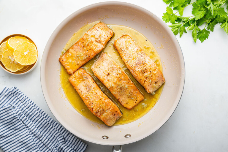 Garlic Butter Pan Seared Salmon (15-minute recipe) - Eating Bird Food