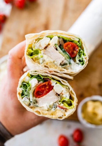 Healthy Greek Chicken Wrap with Hummus and Tzatziki - Eating Bird Food