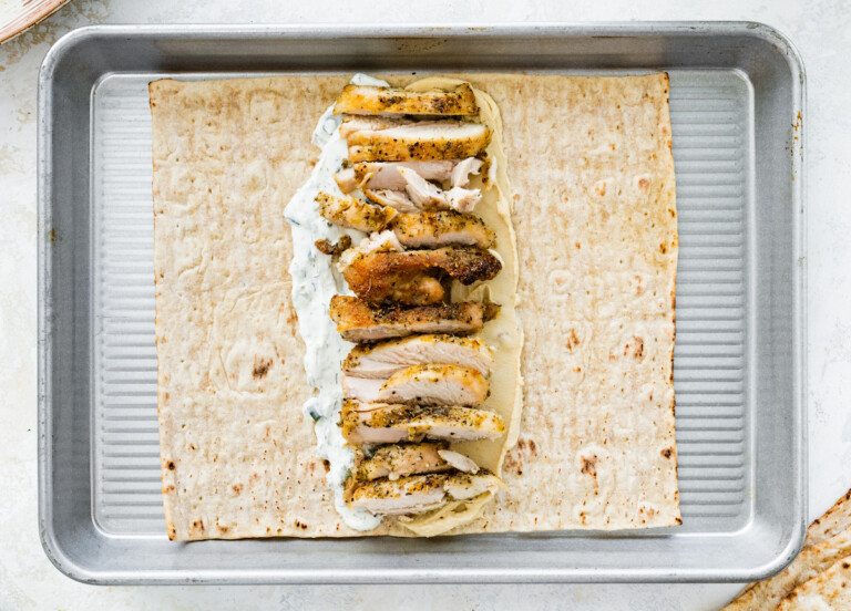 Healthy Greek Chicken Wrap with Hummus and Tzatziki - Eating Bird Food
