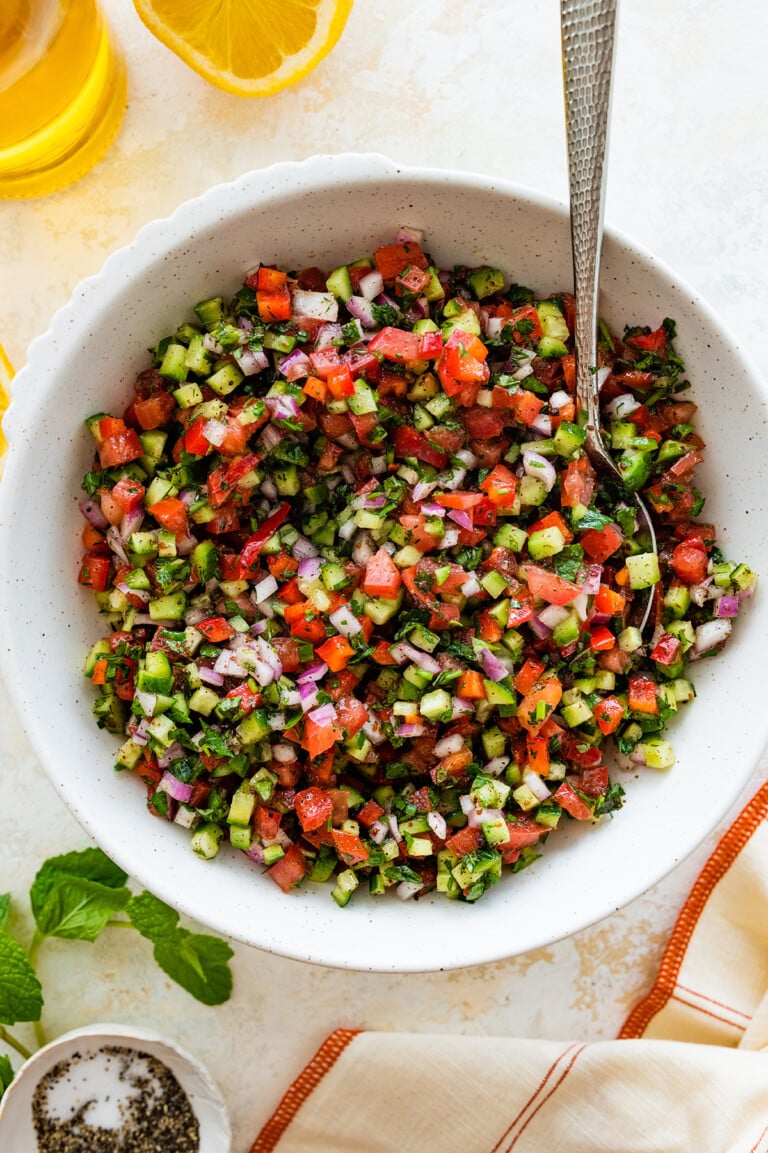 Easy Shirazi Salad (Persian Cucumber & Tomato Salad) - Eating Bird Food