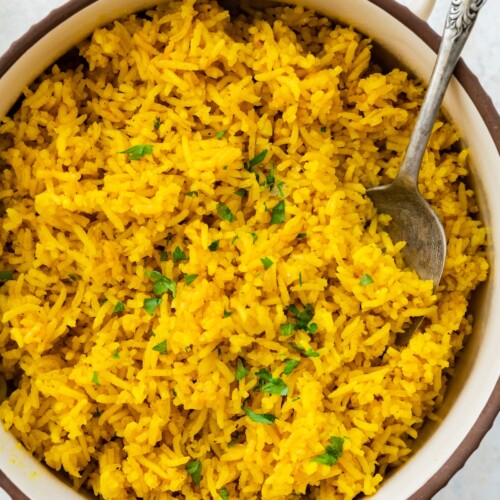 Quick and Easy Soft and Fluffy Turmeric Rice - Eating Bird Food