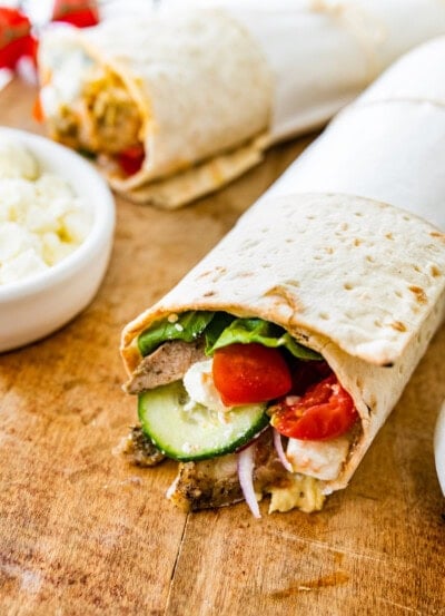 Healthy Greek Chicken Wrap with Hummus and Tzatziki - Eating Bird Food