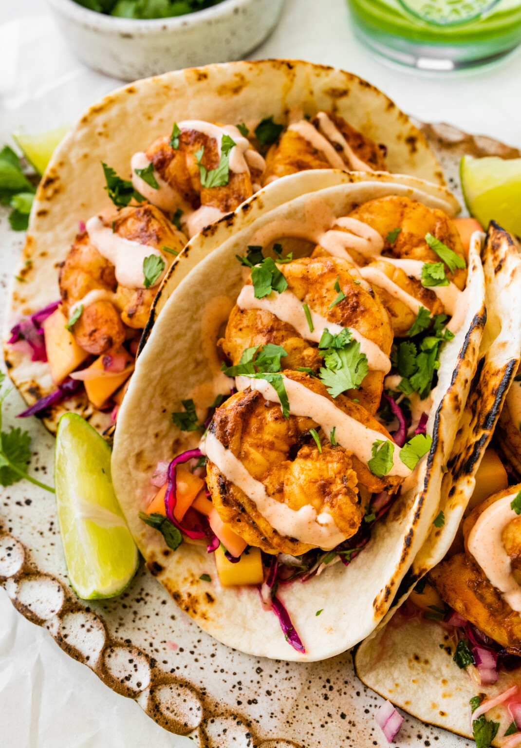 Shrimp Tacos with Mango Cabbage Slaw - Eating Bird Food