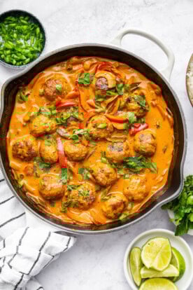 One-Pan One-Pan Thai Chicken Meatballs in Coconut Curry Sauce - Eating ...