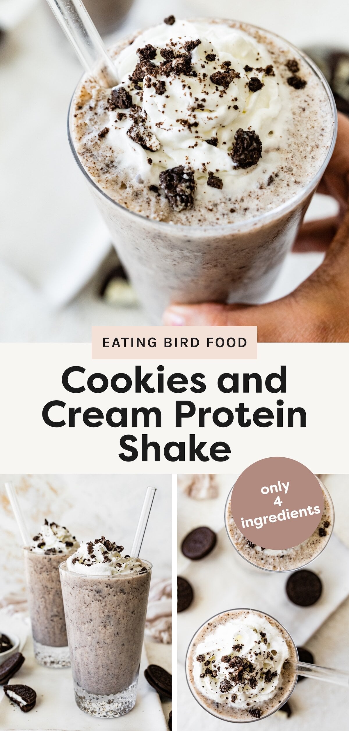 4-Ingredient Cookies and Cream Protein Shake - Eating Bird Food
