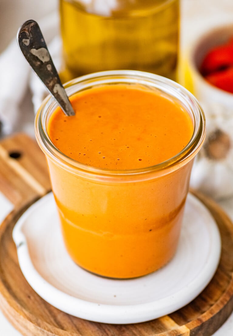 Creamy Roasted Red Pepper Dressing - Eating Bird Food