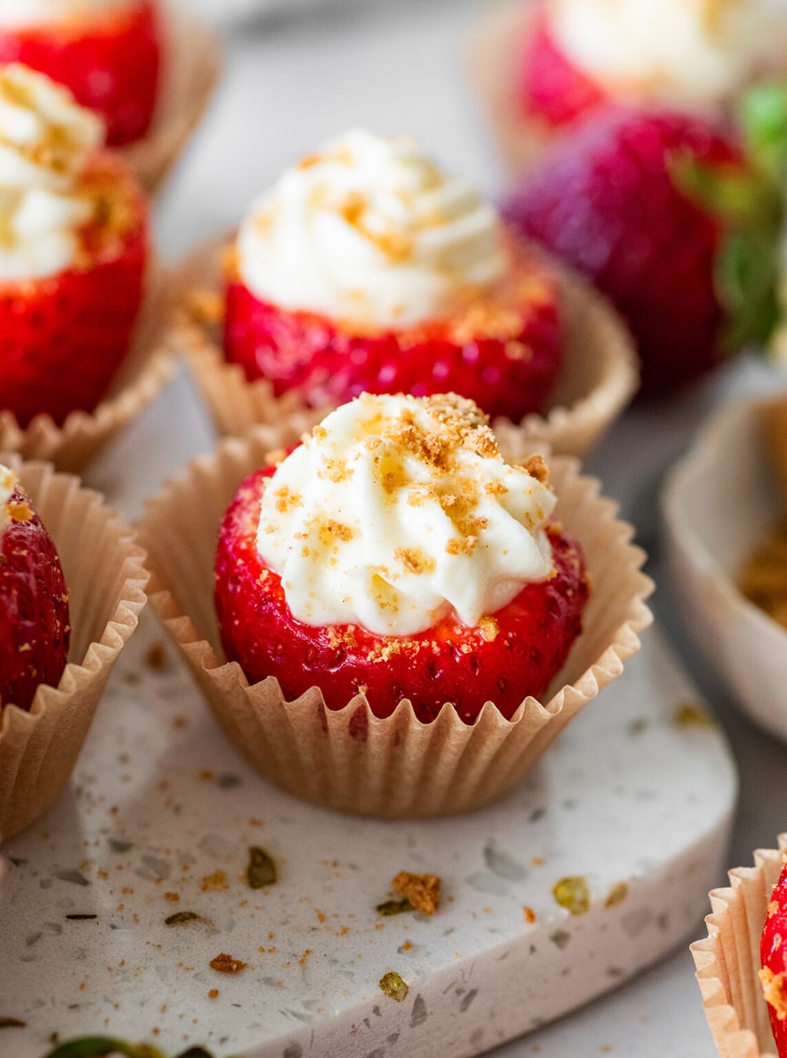 High-Protein Cheesecake Stuffed Strawberries - Eating Bird Food