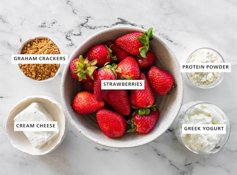 High-Protein Cheesecake Stuffed Strawberries - Eating Bird Food