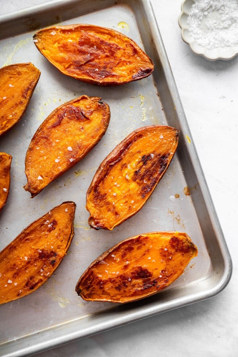 Easy Oven Roasted Sweet Potato Halves - Eating Bird Food